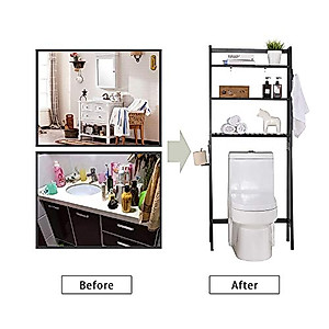 MallBoo Toilet Storage Rack, 3 -Tier Over-The-Toilet Bathroom Spacesaver - 100% Wood and Easy to Assemble
