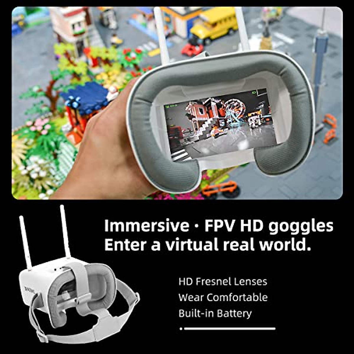 Sniclo‘Toys RC Car Q25 Remote Control Car with HD FPV Camera and FPV Goggles, 1/100 Scale Mini FPV RC Car, High Performance RC Cars for Adults 2.4 GHz RC Drift Car for Adult Boys Kids (Yellow)