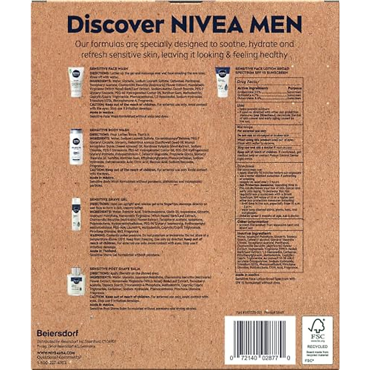 NIVEA MEN Complete Collection Skin Care Set for Sensitive Skin, 5 Piece Set