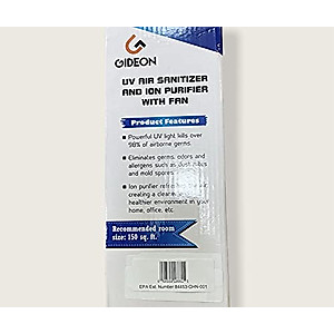 Gideon UV Air Purifier & Ion with Fan 2pack | 3-in-1 Wall Mounted UV Ionizer | Cleans, Freshens & Circulates Indoor Air Via Active Oxygen | For Home & Office