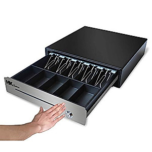 HK SYSTEMS 16" Heavy Duty Black "Push" Open Cash Drawer, 5B5C with Under Counter Mounting Metal bracket