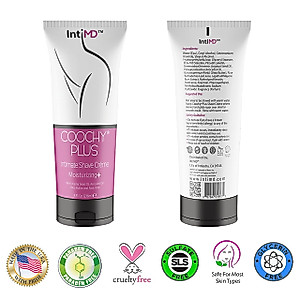 IntiMD COOCHY PLUS Intimate Shave Cream Gel Rash-Free With MOISTURIZING+ 8oz Squeeze Bottle