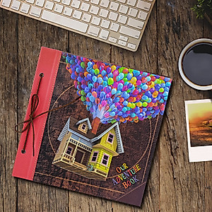 Our Adventure Book 12x12 Inch,Scrapbook Album Large Handmade Travel Scrapbook 60 Pages DIY Album for Anniversary,Wedding,Travelling,Writing,Baby,Friends,Family,Couple Gifts (Up House)