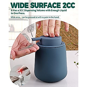 Bosilunlife Soap Dispenser Bathroom - Blue Ceramic Soap Dispenser Lotion Pump Dish Soap Dispenser for Kitchen Sink 12oz Refillable Liquid Hand Soap Dispenser for Bathroom (Rubber Paint)