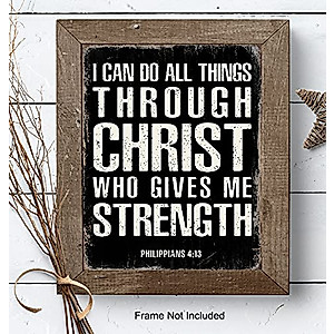 I Can Do All Things Through Christ - Philippians 4 13 - Religious Wall Decor - Christian Gifts for Men - Catholic Gifts - Inspirational Bible Verses Wall Decor - Scripture Wall Art - Jesus Wall Decor