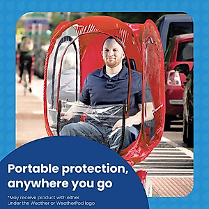 WeatherPod – The Original Large Upper-Body Pod – 1-Person Wearable Pod for Manual & Electric Wheelchairs and Folding Chairs, Protection from Cold, Wind and Rain – Red