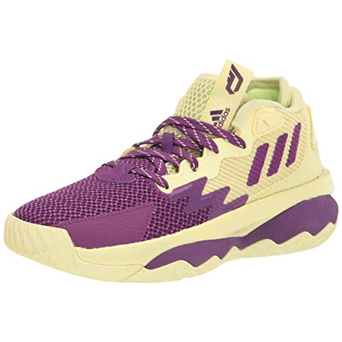 adidas Unisex Dame 8 Basketball Shoe, Yellow Tint/Glory Purple/Signal Green, 11.5 US Men