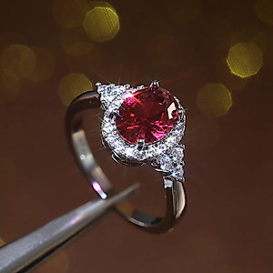 SCHZBSP S925 sterling silver classic crystal gem engagement ring with sparkling CZ diamond ring temperament female ruby ring luxury jewelry birthday gift (8)