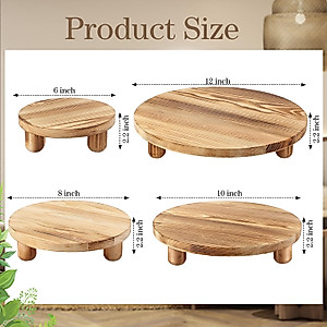Sintuff 4 Pack Mini Wooden Plant Stool Display Stand 12/10/8/6 Inch Round Wooden Stool Plant Risers Potted Holder for Flower Pot Wooden Plant Stool Indoor Outdoor Wood Plant Stand(Light Color)