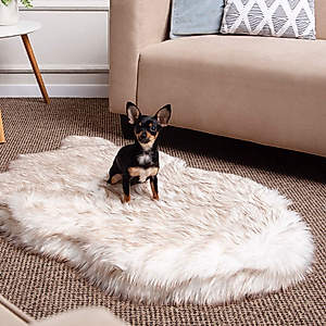 IHAPPYDOG Luxury Faux Fur Orthopedic Dog Bed, Memory Foam Dog Bed​ for​ Small, Medium, Large and XL Pets, Fluffy Pet Rug with Waterproof ​and ​Washable Cover, White, Medium 40x25”