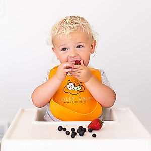 Jolly Dale Baby Teething & Feeding Set with Silicone Baby Bucket Bib, Baby Banana Teether & Baby Mesh Food Feeder Pacifier - Soft, Food-Grade Silicone - Perfect Teether Kit for Babies & Toddlers