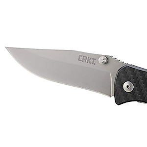 CRKT Xan EDC Folding Pocket Knife: Everyday Carry Plain Edge Folder with Frame Lock, Clip Point Blade with Bead Blast Finish, Carbon Fiber and G10 Handle 2085