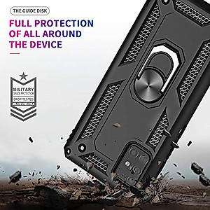 LeYi for Samsung A51 Case, Samsung Galaxy A51 Case with [2 Pack] Tempered Glass Screen Protector, [Military-Grade] Protective Phone Case with Ring Kickstand for Samsung A51 (Not Fit A51 5G), Black