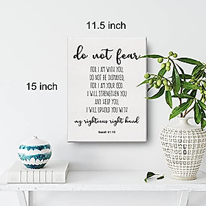 Bible Verse Art Wall Decor Isaiah 41:10 Do Not Fear Scripture Canvas Painting Prints for Home Dining Room Living Room Wall Decor Framed Artwork Christian Gifts(12x15 Inch)
