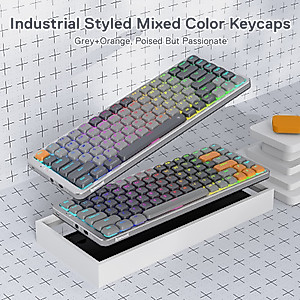 Redragon K652 75% Wireless RGB Mechanical Keyboard, Tri-Mode 84 Keys Ultra-Thin Gaming Keyboard w/Aluminum Top Plate, 100% Supported Win/Mac System & Low Profile Brown Switch