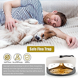 2 Pack Flea Traps for Inside Your Home with 4 Sticky Disc & 6 Bulbs & 2 Electric Wires, Flea Killer Indoor Bed Bug Trap Pest Control, Non Toxic & Harmless, Friendly to Pets & Kids