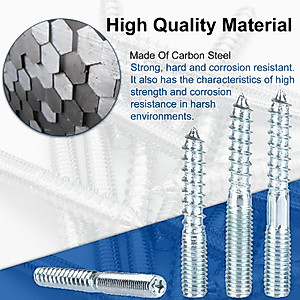 MroMax 8Pcs M10x100mm Double Headed Hanger Bolts, 3.94 inch Length Self Tapping Screw, Extra Long, Zinc Plated Carbon Steel Machine Screws for Wood Joint Furniture Legs