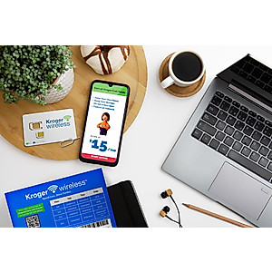 Kroger Wireless Prepaid SIM Card with Removal Tool for 4G LTE or 5G Phones, Unlimited U.S. Cell Phone Plans from $15 per Month with Text, Talk, and Data, Includes 4X Fuel Points
