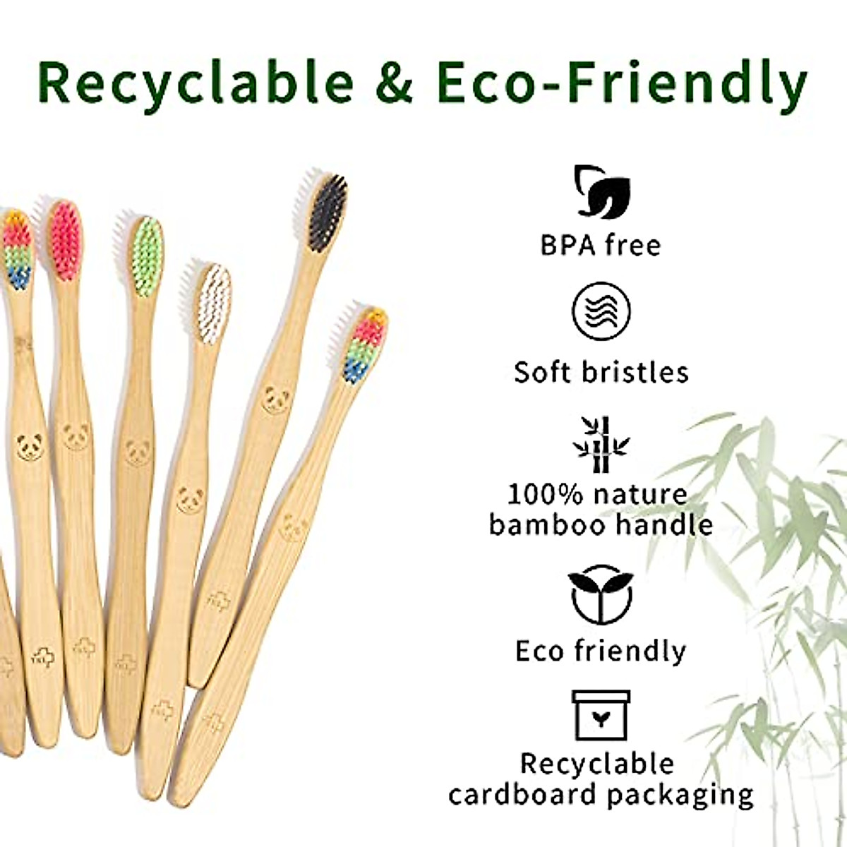 Y-Kelin 12 Pcs Soft Bristles Bamboo Toothbrush, Eco Friendly Color Bristle Wood Tooth Brushes