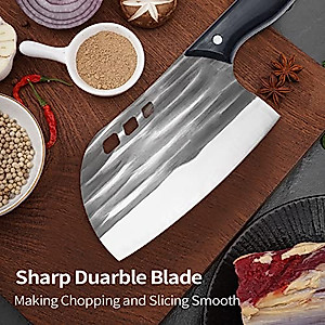 TJ POP Meat Cleaver 6.6 inches, Ultra Sharp Chinese Cleaver Knife, Full-tang Chopping Knife 30Cr13 Steel Blade Thickness 2.2 mm, Classic Manual Forging Series HP01008