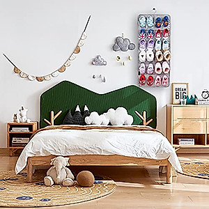 PACMAXI Over The Door Shoes Organizer for 12 Pairs of Baby Shoes Boys Girl, Hanging Baby Shoe Organizer with Hanger(Polyester Material-Grey)