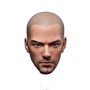 1/6 Scale Male Head Sculpt, Asian Male Bald Head Carved for 12'' Soldier Action Figure Body Doll Collection (Holy Monk Head Sculpture)