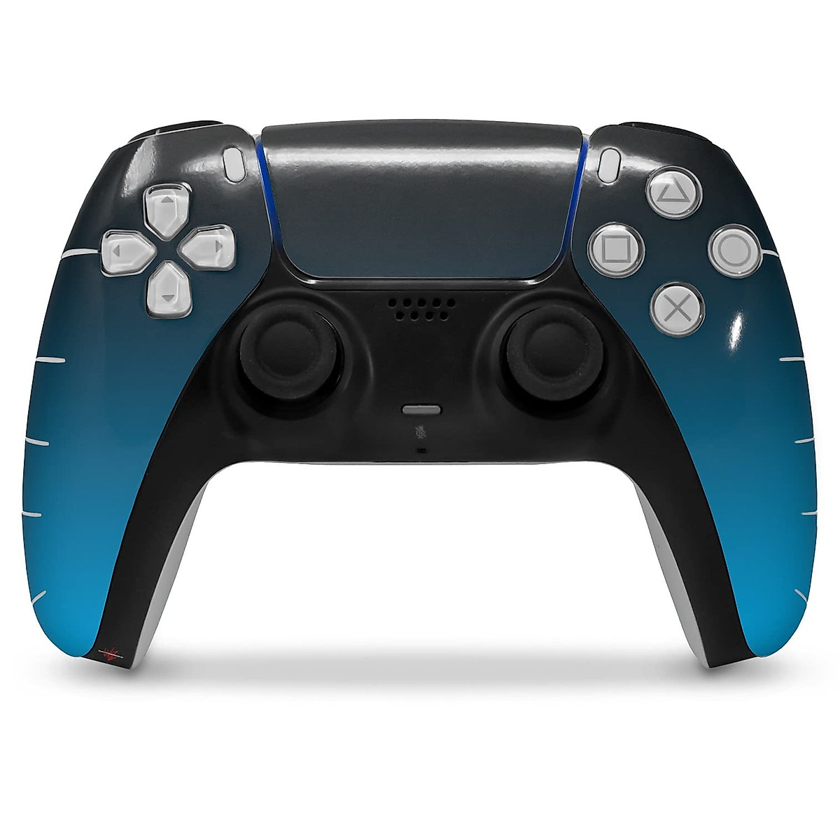 WraptorSkinz Skin Wrap compatible with Sony PS5 DualSense Controller Smooth Fades Neon Blue Black (CONTROLLER NOT INCLUDED)