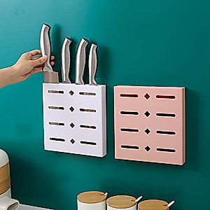 GHTYU Knife Blocks,Fruit Knife Storage Wall Mounted Knife Block, Drainage Design,Knife Rack for Organizing and Storaging Kitchen Knives, Scissors, Metal Utensils (White)