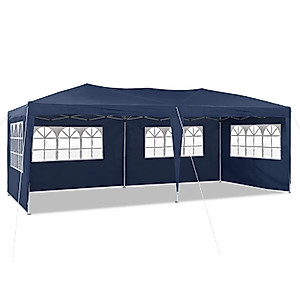 TUKAILAI 10' x 20' Pop Up Gazebo Marquee, Anti-UV Party Wedding Tent Event Shelters with 6 Removable Sidewalls & Carry Bag, Heavy Duty Instant Canopy for Outdoor Camping Garden Patio (Blue)