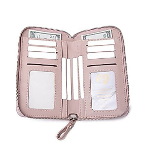 myfriday Small Wallet for Women PU Leather Phone Checkbook Organizer Zipper Coin Purse