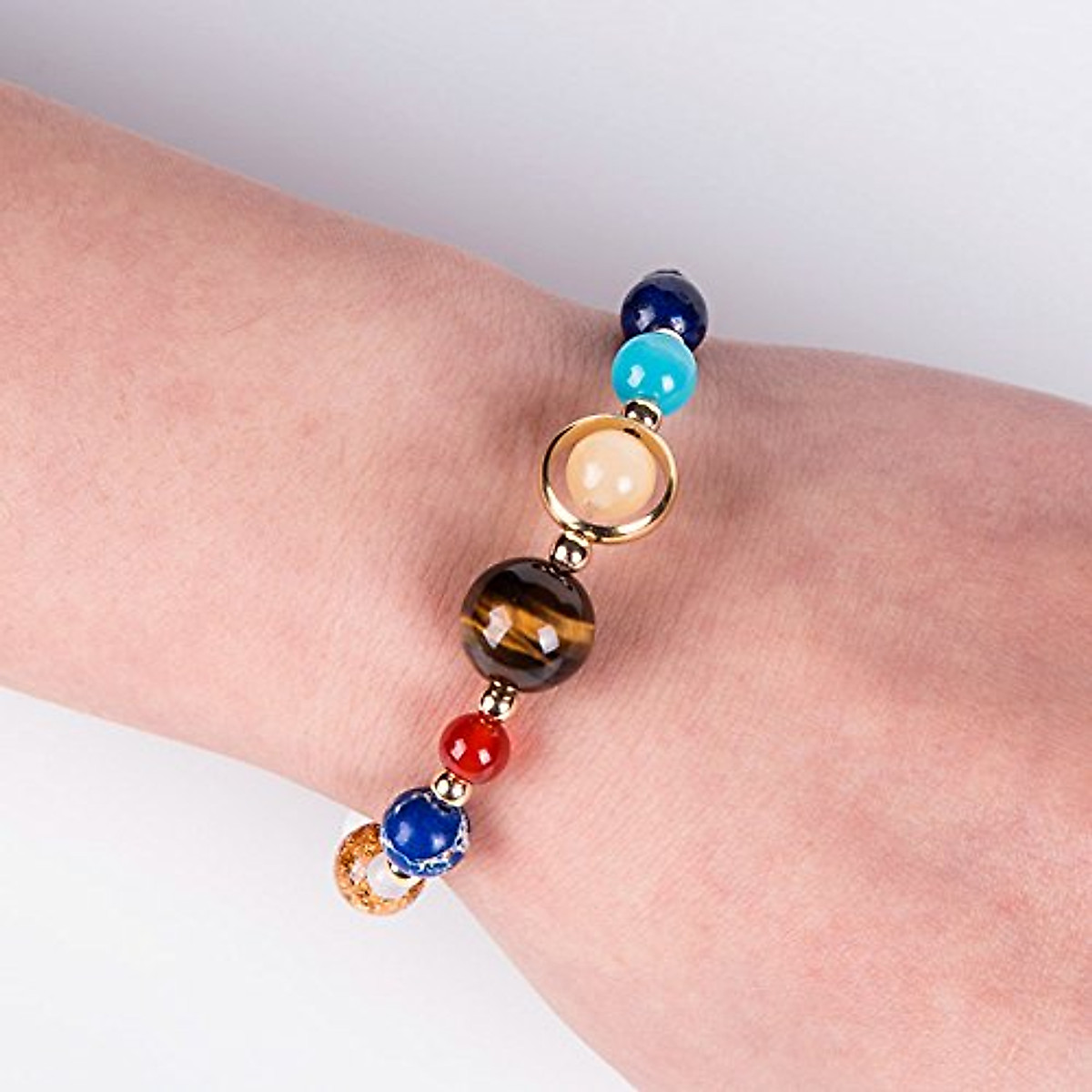 Solar System Bracelet the Eight Planets Guardian Star Earth Space Universe Galaxy Gemstone Beads Bracelet