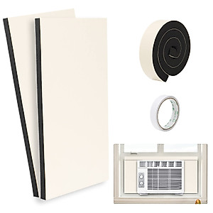 HOXHA AC Side Panels Kits, Air Conditioner Foam Insulation Window Kit 2 Pack, Air Conditioner Accessories Seal, 17 inch×9 inch ×7/8 inch,White