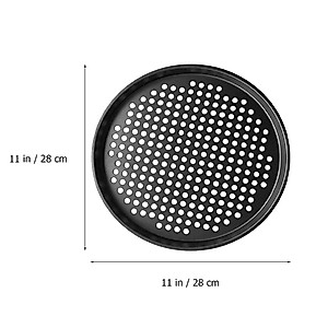 DOITOOL 1PCS Round Pizza Pan Nonstick 11 Inch Pizza Pan with Holes,Pizza Baking Pan for Oven Baking Supplies (Black,28x28x1cm)