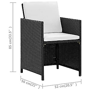 QZZCED 11 Piece Patio Dining Set with Cushions,Outdoor Bar Table,Patio Bar Set,Modern Outdoor Furniture,Dining Bench with Back,Bistro Set,for Patio Deck Garden,Backyard & Lawn, Poly Rattan Black