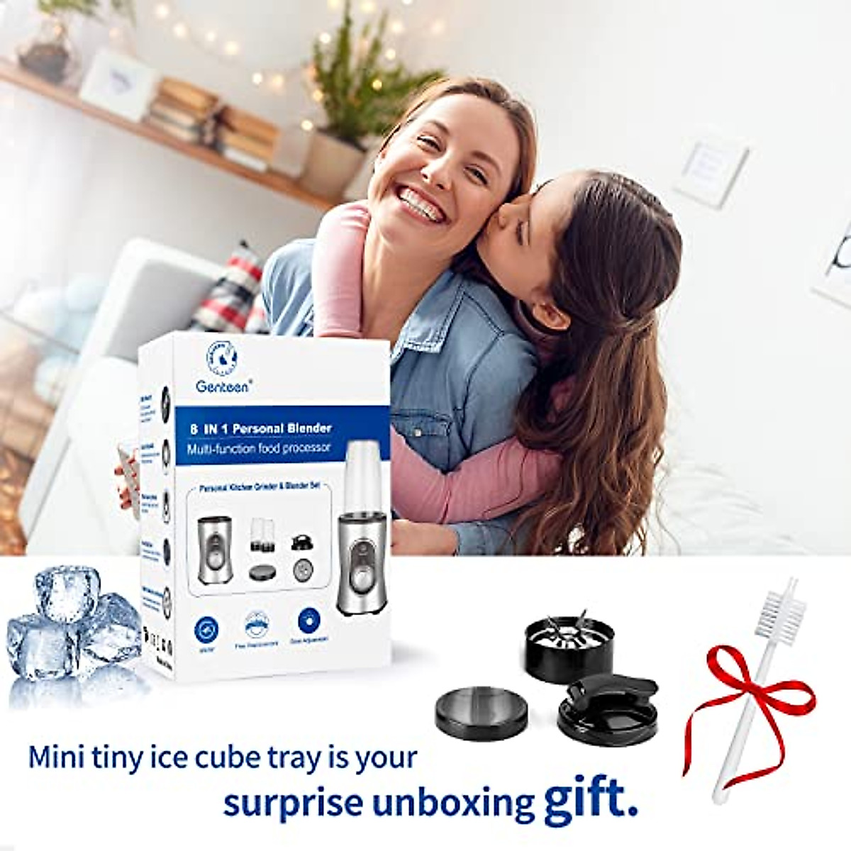 Genteen Personal Smoothie Bullet Blender,650W| 8 Pcs Smoothie Blender with 3 Speeds,24+17oz Travel Bottles BPA Free Single Serve Blender for Protein Shakes (Silver)