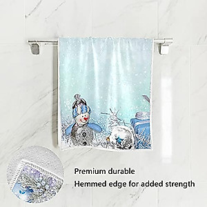 Winter Snowmen Snowflakes Soft Hand Towels for Bathroom 30X15,Decorative Christmas Pine Branches Kitchen Dish Fingertip Towels Washcloth for Guest Gift Home Family