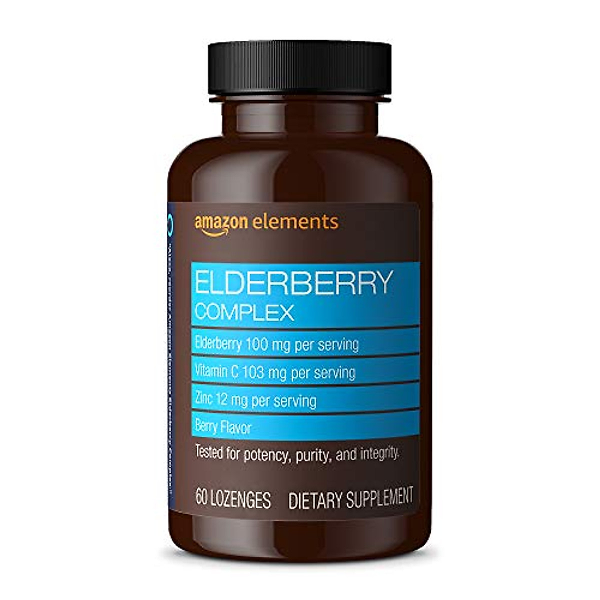 Amazon Elements Elderberry Complex Berry Flavored Immune System Support Lozenges, Adult, 60 Count, (Packaging may vary)