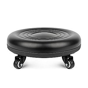 Lilithye Small Rolling Stool with Wheels for Shop Garage Garden Portable Low Rolling Stools Multifunction Round Black Roller Seat Stool