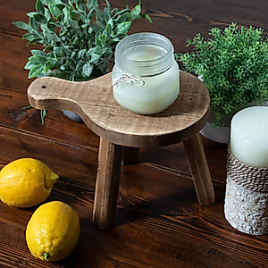 Rustix Mini Wooden Stool w/Handle - Rustic Decorative Mini Pedestal - Ideal Accent Stool for Small Decor, Plants and Trinkets - 9.3 L x 6.5 H x 5.8 W