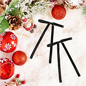 Meseey 30 Pcs Satin Bows with Twist Tie 5 x 7 Inch Pretied Premade Ribbon Bows for Tree Wreath Garland Home Decor Indoor Outdoor Decorations (Black)