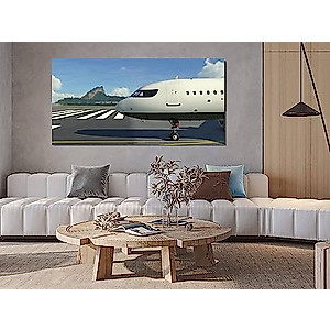 GDYAONCA Modern Canvas Painting Artwork Comercial plane prepare to off de Janeiro Wall Art Poster for Living Room Bedroom Home Office Wall Decor Extra Large Size 60"x 30"