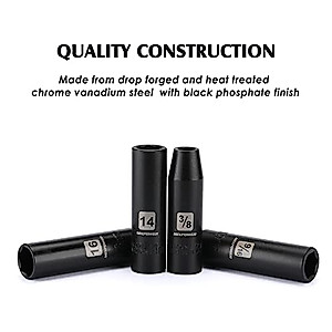 MIXPOWER 25 Pieces 1/2-Inch Drive Deep Impact Socket Set, CR-V, Metric/SAE, Includes 12mm to 24mm, 3/8-Inch to 1-Inch, 3", 5" Extension bars, 1/2"-1/4" Adapter