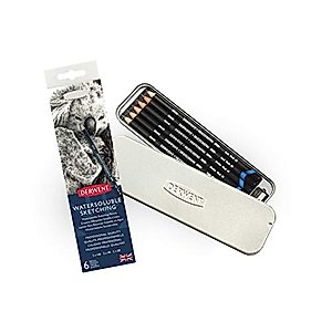 Derwent Watersoluble Sketching Pencils, Metal Tin, 6 Count (0700837)