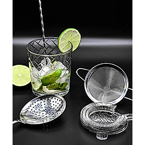 TheBarsentials Cocktail Strainer Set Stainless Steel Bar Tool with Stirring Spoon - Hawthorne Strainer, Julep Strainer, Fine-Mesh Strainer/Sifter