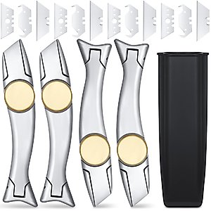 WILLBOND 4 Sets Heavy Duty Roofing Shark Knife with 3 Pcs Utility Knife Blades Replacement Roofing Tools Carpet Knife Blade Cutter for Indoor Outdoor
