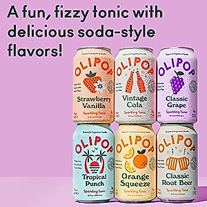 Olipop - 6-Flavor Sparkling Tonic Best Sellers Variety Pack, Prebiotic Soda Sampler, Rich in Botanicals, 9g of Dietary Plant Fiber, 2-5g Sugar per Can, Vegan, Paleo-Friendly, Non-GMO (12 oz, 12-Pack)