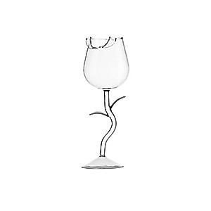 HEEPDD Rose Flower Cocktail Glass Durable for Parties and Bars High Borosilicate Glass Wine Cup (280ml Transparent 1 pc)