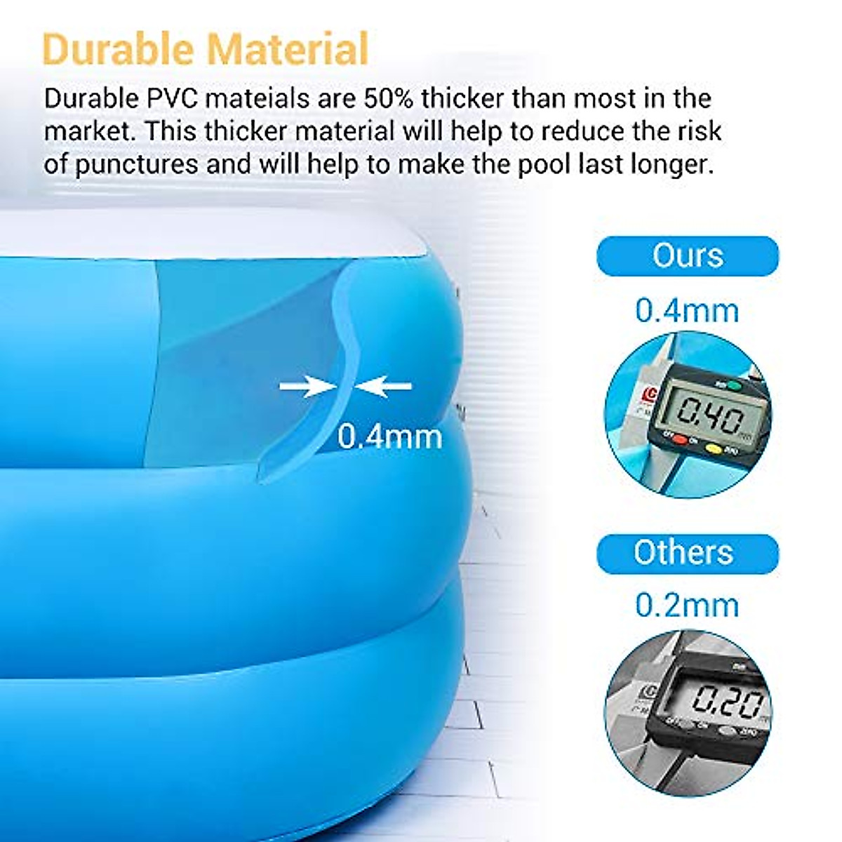 AsterOutdoor Inflatable Swimming Pool Full-Sized Above Ground Kiddle Family Lounge Pool for Adult, Kids, Toddlers, 77" x 55" x 23" Thickened, Blow Up for Backyard, Garden, Party, Blue