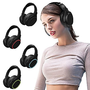 Active Noise Cancelling Bluetooth 5.3 Headphones with Microphone Headsets Stereo Over Ear Headphones for Travel/Office/Cellphone/PC (Blue)