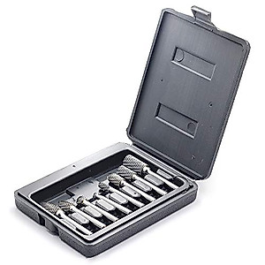 YUFUTOL Carbide Burr Set with 1/4''(6.35mm) Shank 8pcs Double Cut Solid Carbide Rotary Burr Set for Die Grinder Drill, Metal Wood Carving, Engraving,Polishing,Drilling